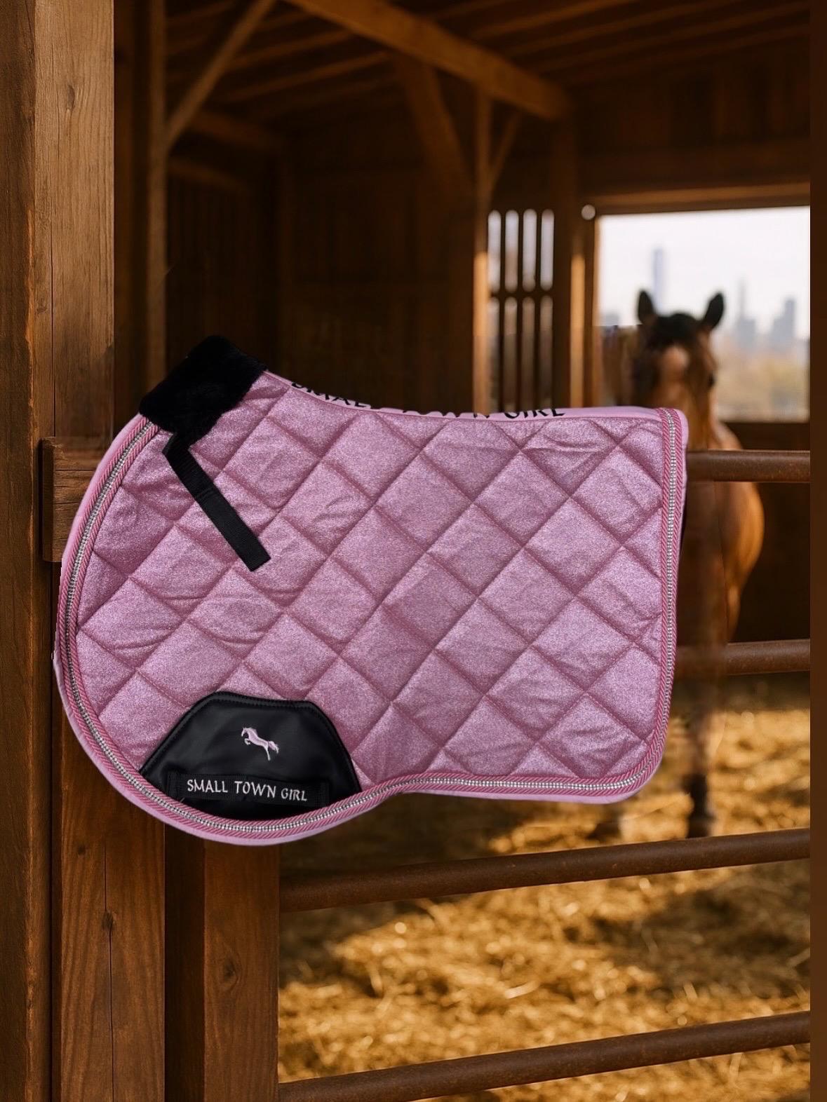 Pink Glitter & Rhinestone Saddle Pad – Glam Equestrian Style | Small ...