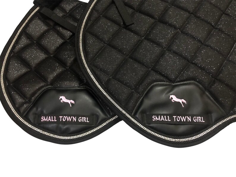 Black Glitter & Rhinestone Saddle Pad – Glam Equestrian Style | Small ...