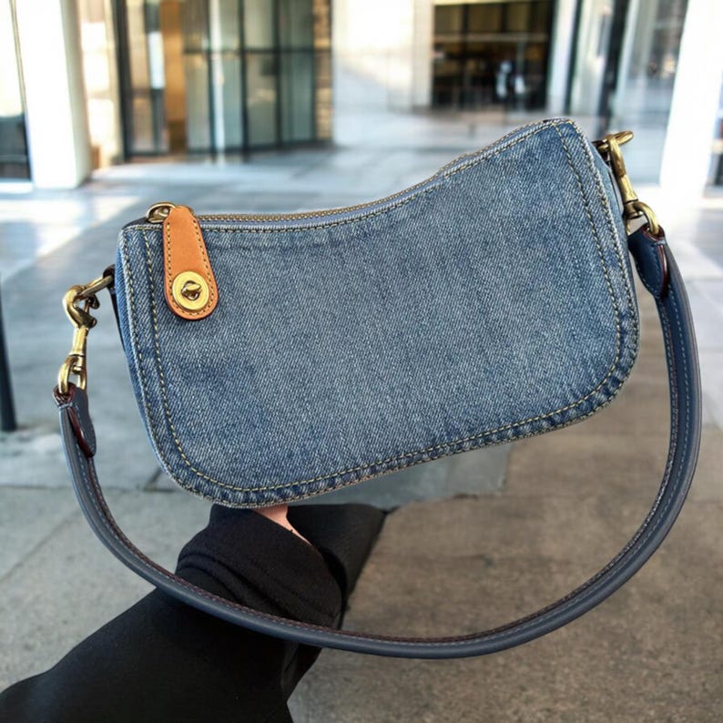 Small Denim Purse for Women: Retro Baguette Shoulder Bag, Vintage ...