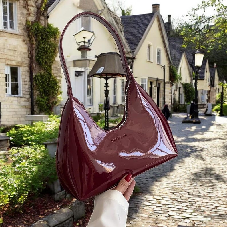 Leather Tote Bag - Women's Patent Leather Fashion Shoulder Bag ...