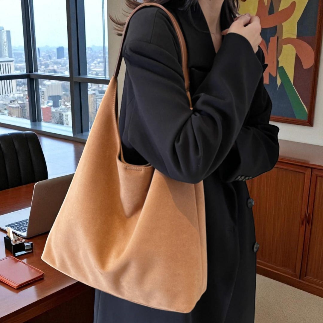 Slouchy Leather Shoulder Tote Bag Soft Suede Purse for Women Large ...