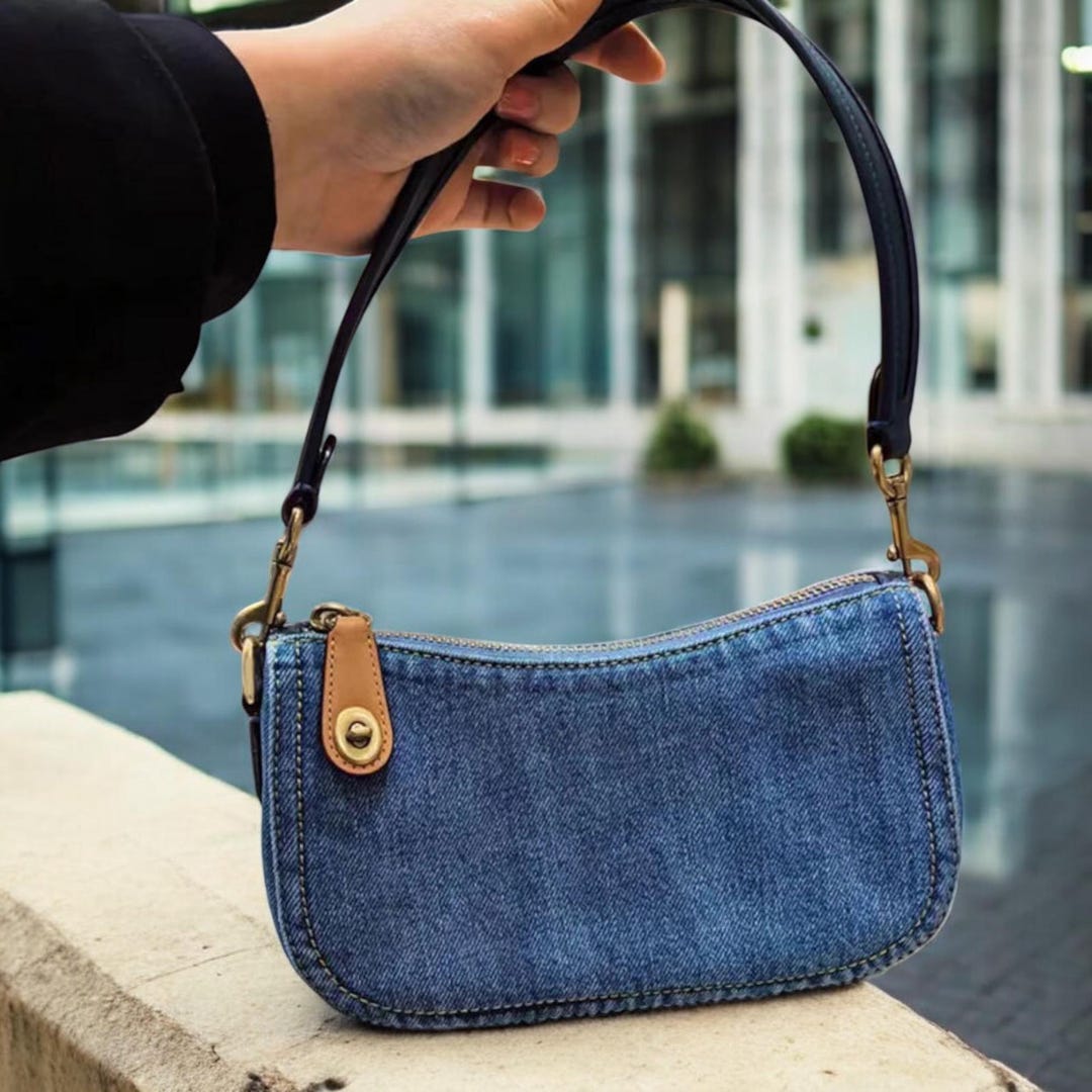 Small Denim Purse for Women: Retro Baguette Shoulder Bag, Vintage ...
