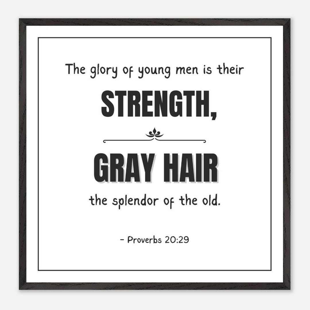 Proverbs 20:29 Framed Wall Art Strength of Youth, Beauty of Age Bible ...