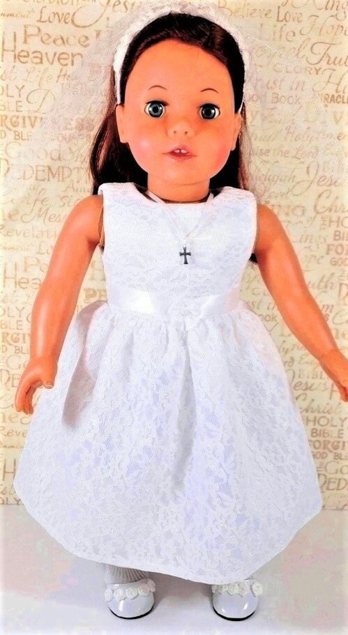 Toys Princess Lace and Satin Knee Length First Communion Doll Dress ...
