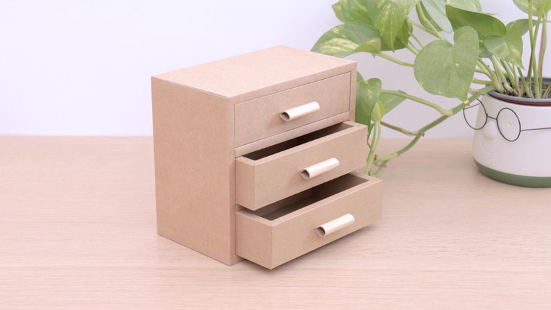 Cardboard DIY- Desktop Drawer Ver 2.0 : A4 Printable 1/2 Scale Template ...