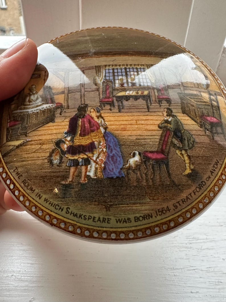 19th Century Prattware Pot Lid - the Room in Which Shakespeare Was Born ...
