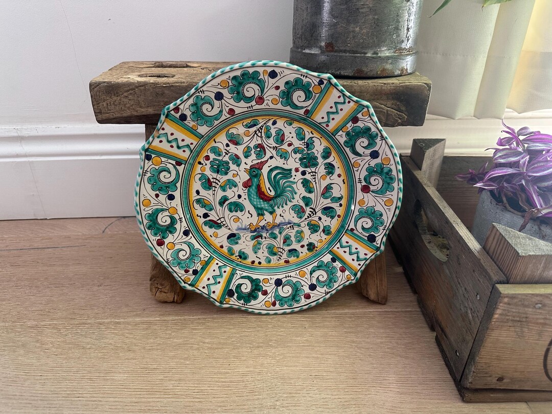 Italian Majolica Deruta Rooster Plate Signed by Serafino Volpi - Etsy
