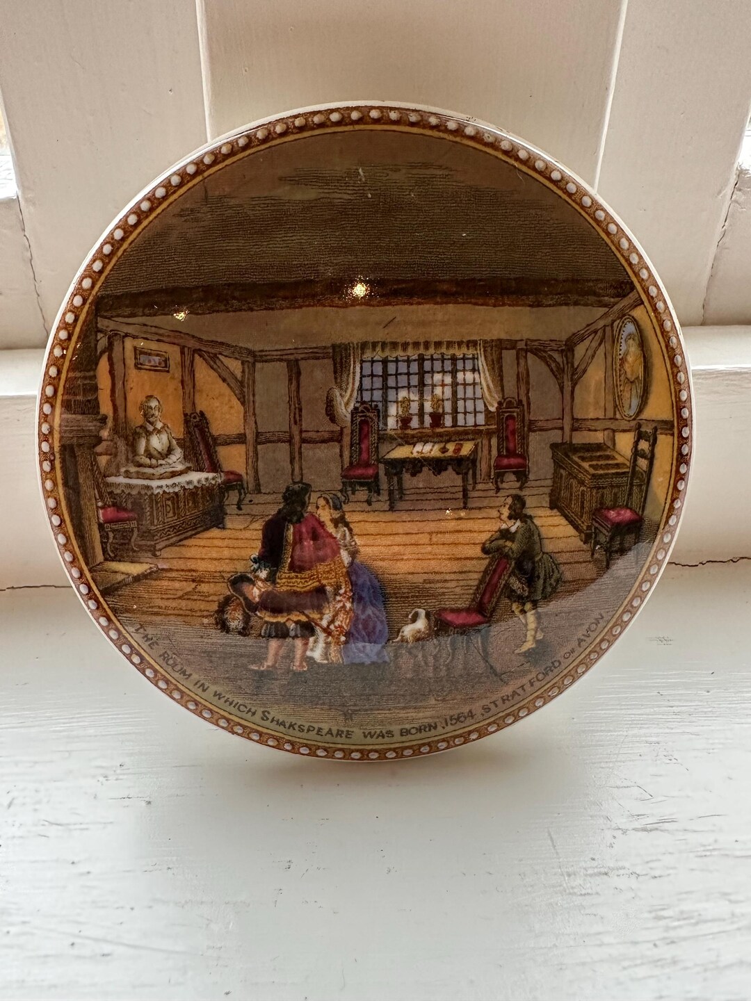 19th Century Prattware Pot Lid - the Room in Which Shakespeare Was Born ...