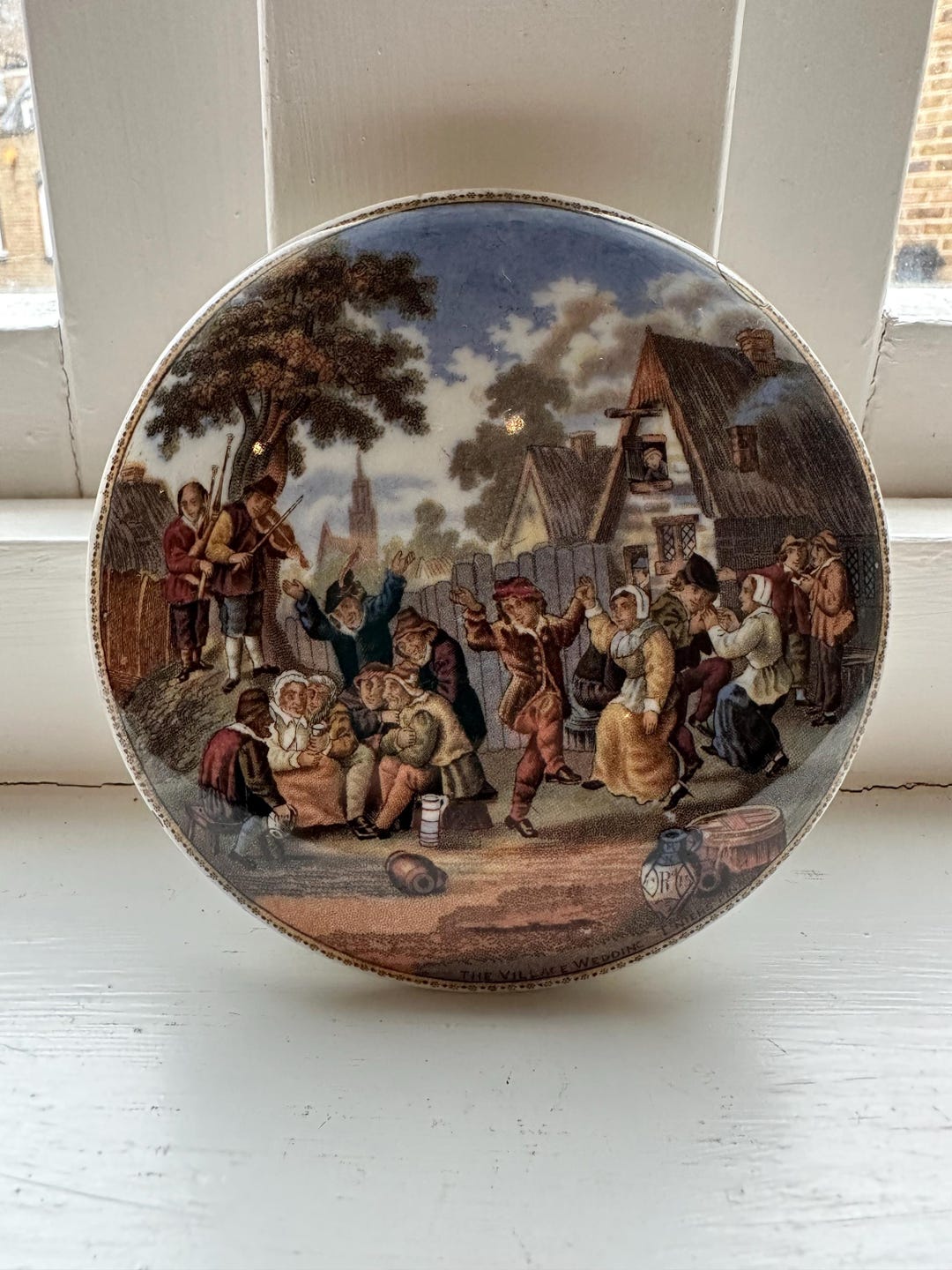 19th Century Prattware Jar Lid - 'the Village Wedding' - Etsy