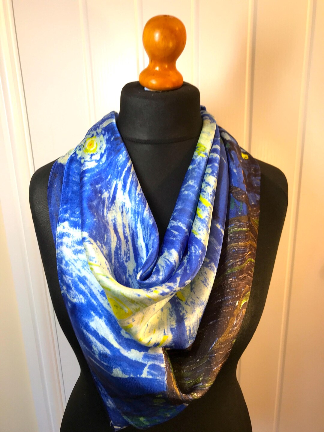 Van Gogh's 'starry Night' Silk Scarf With Personalised Gift Box and ...