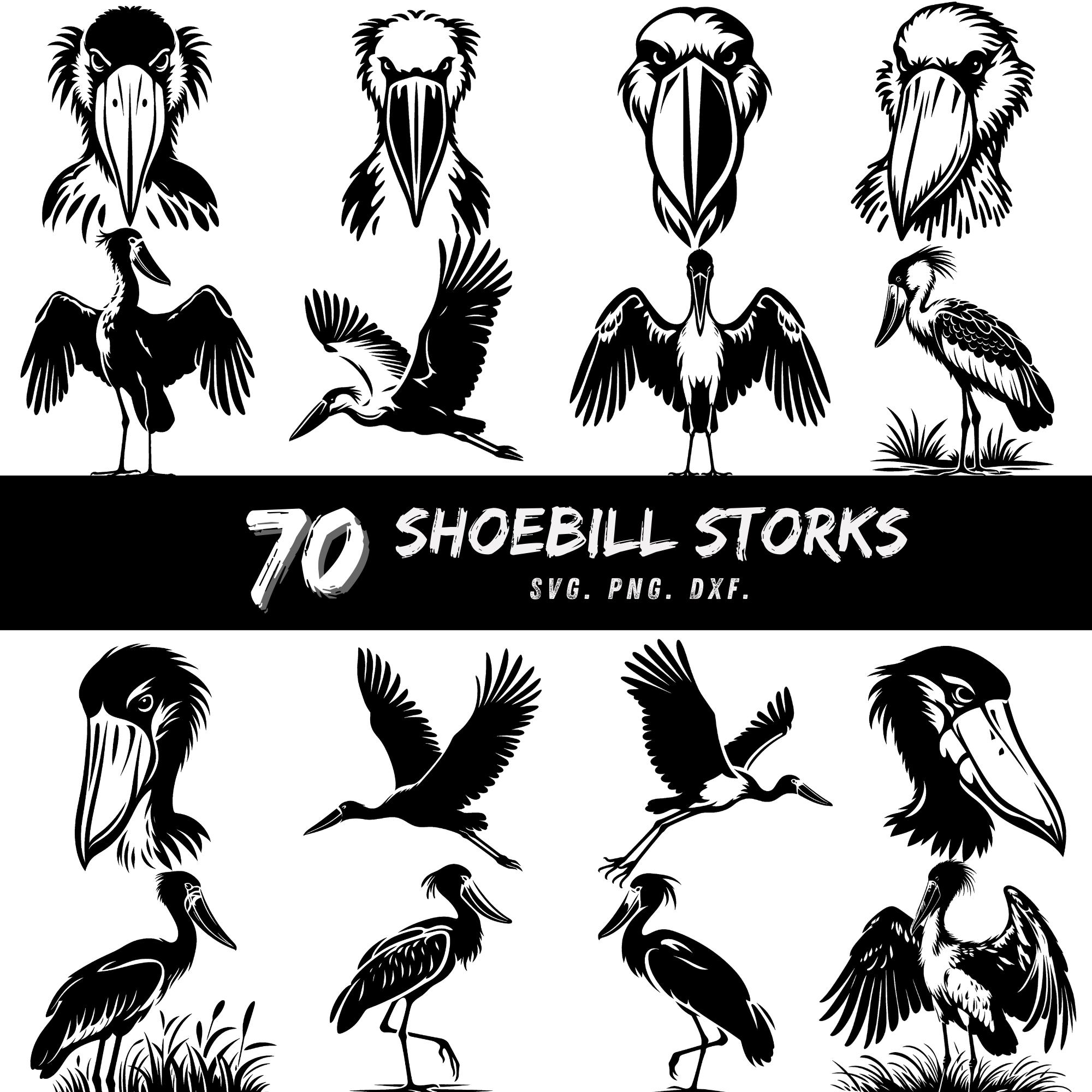70 Shoebill Stork SVG Bundle, Bird Vector Clipart, Flying Shoebill ...