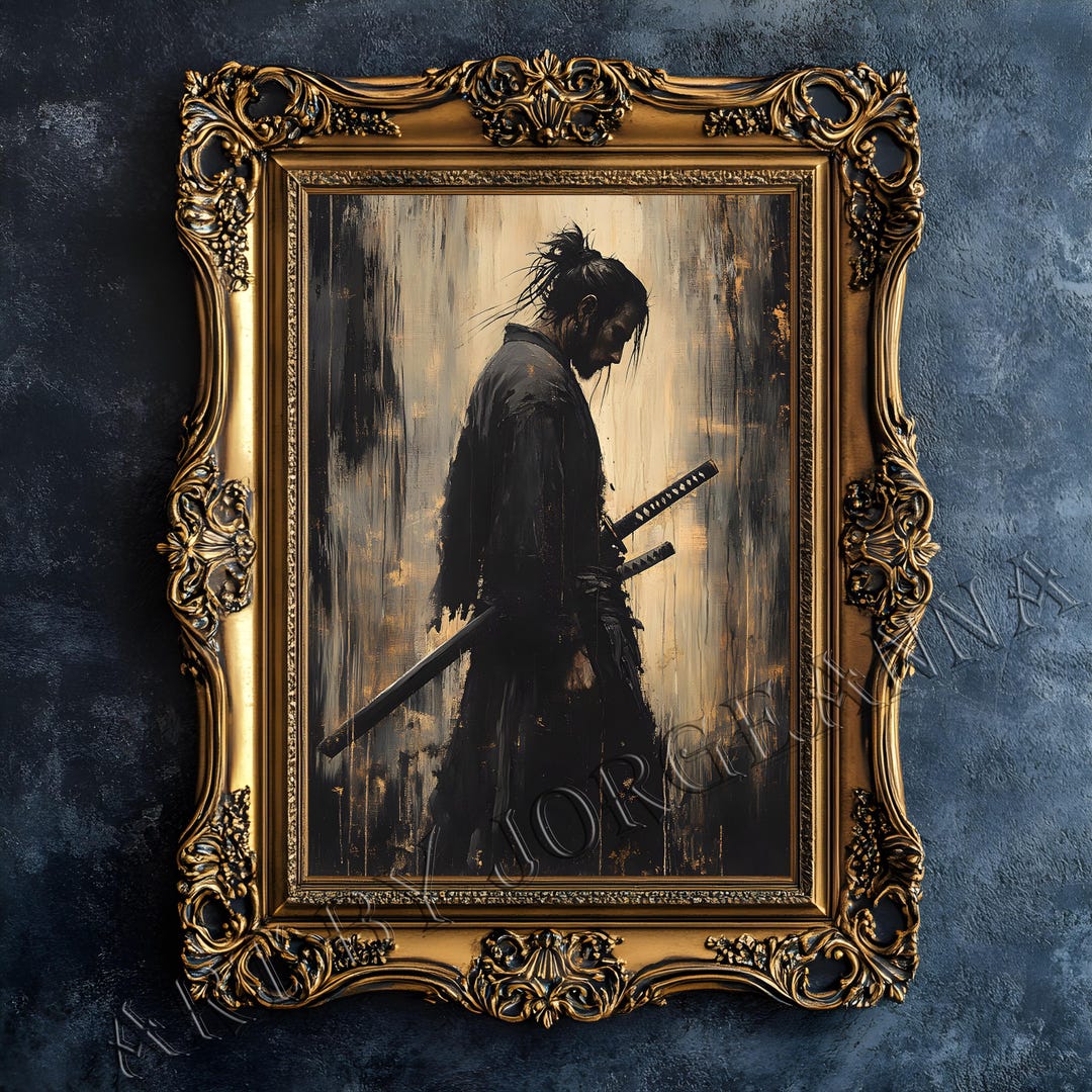 Samurai Warrior Digital Wall Art, Japanese Ronin Painting, Dark ...