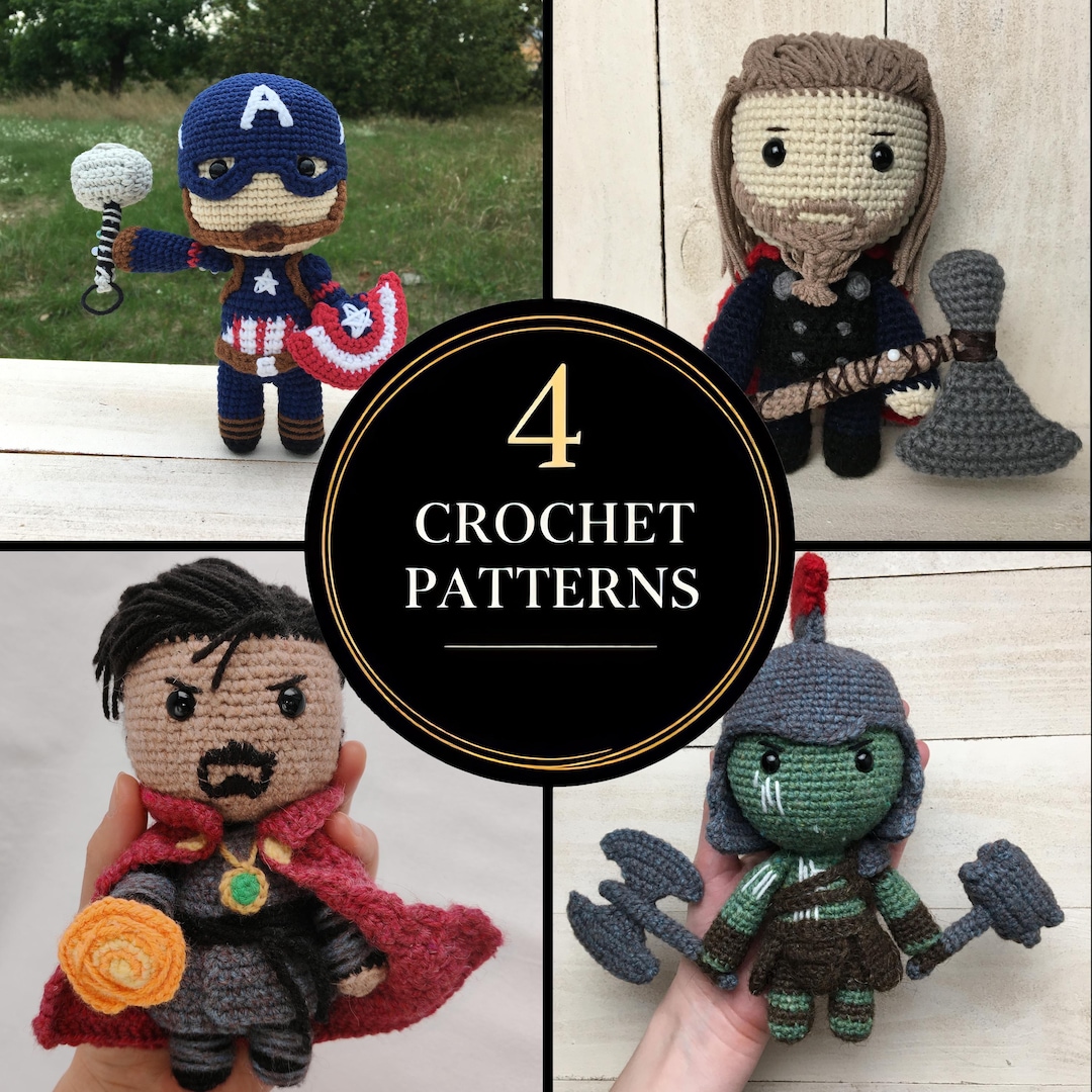Superhero Amigurumi Crochet Pattern Set: Heroic Warrior Dolls (digital ...