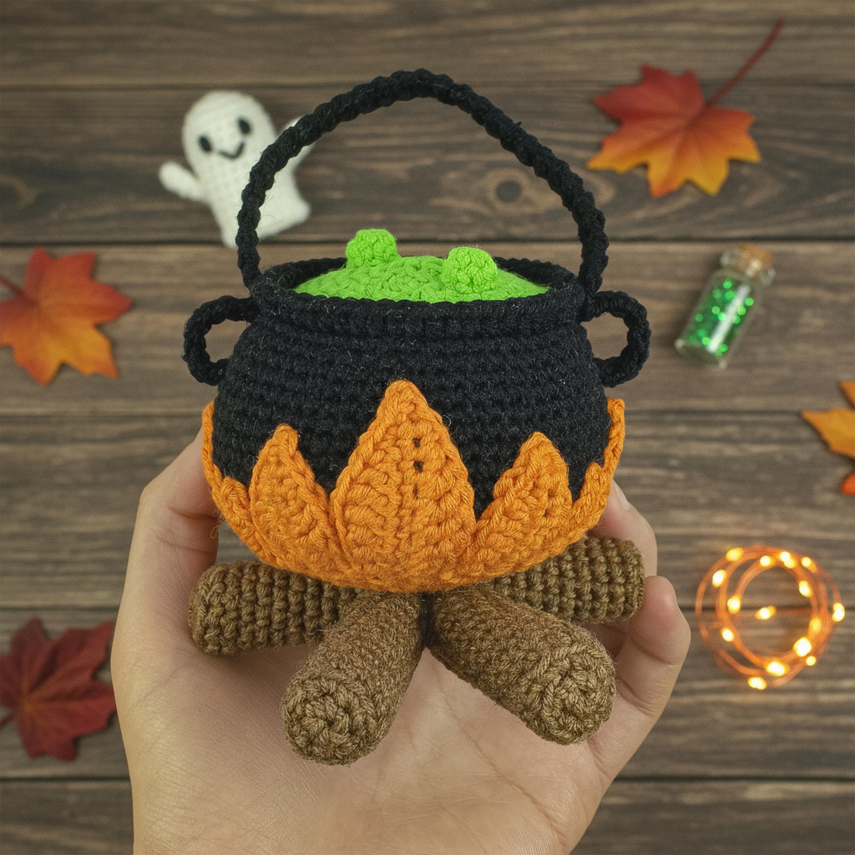 Crochet Halloween Cauldron Pattern: Amigurumi Hanging Pot (PDF Pattern ...