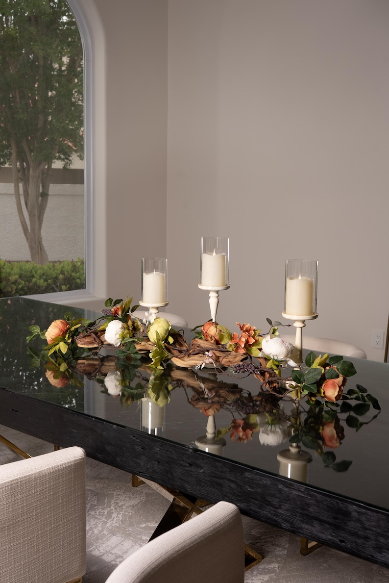 Dining Room Table Centerpiece: Floral Vintage Peony, Ivory Candle ...