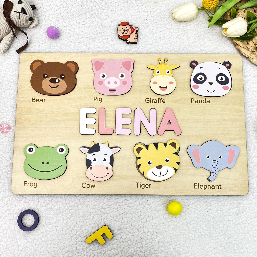 Custom Montessori Animal Name Puzzle Wooden Busy Board for Toddlers ...