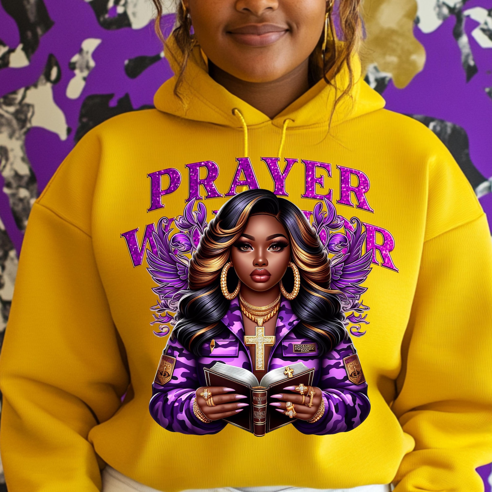 Prayer Warrior Digital PNG Design | Purple Faith Art for DTF ...