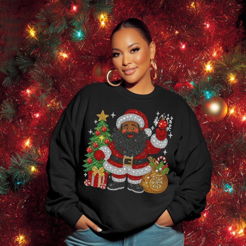 Black Santa PNG | African American Santa Christmas Design for DTF ...