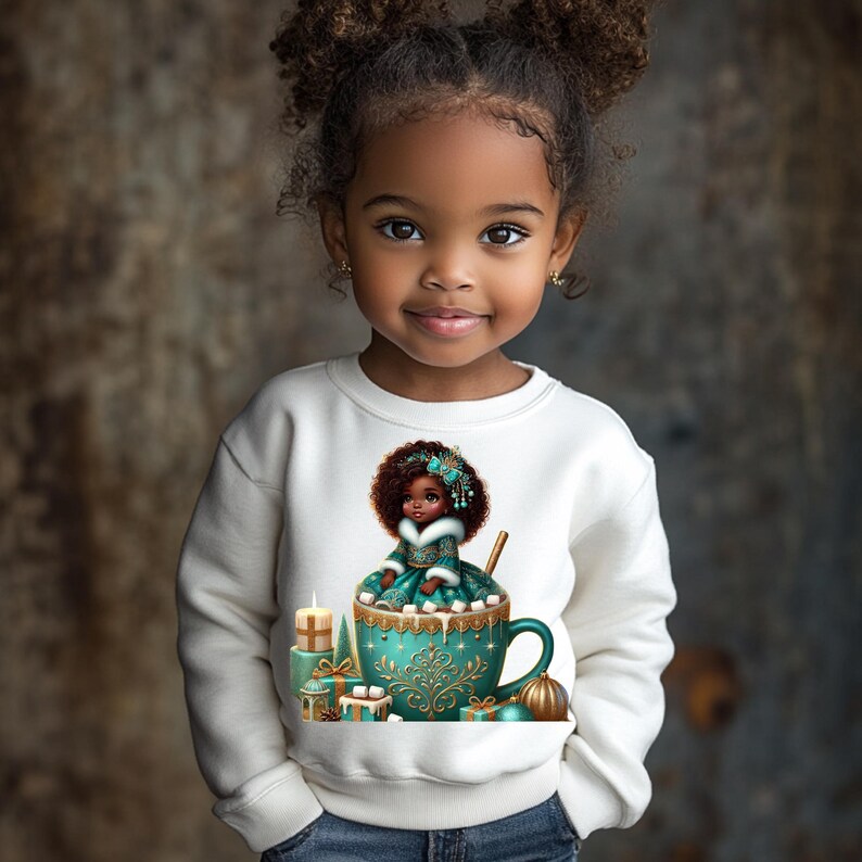 Elegant Hot Cocoa Princess PNG for DTF & Sublimation Holiday Digital ...