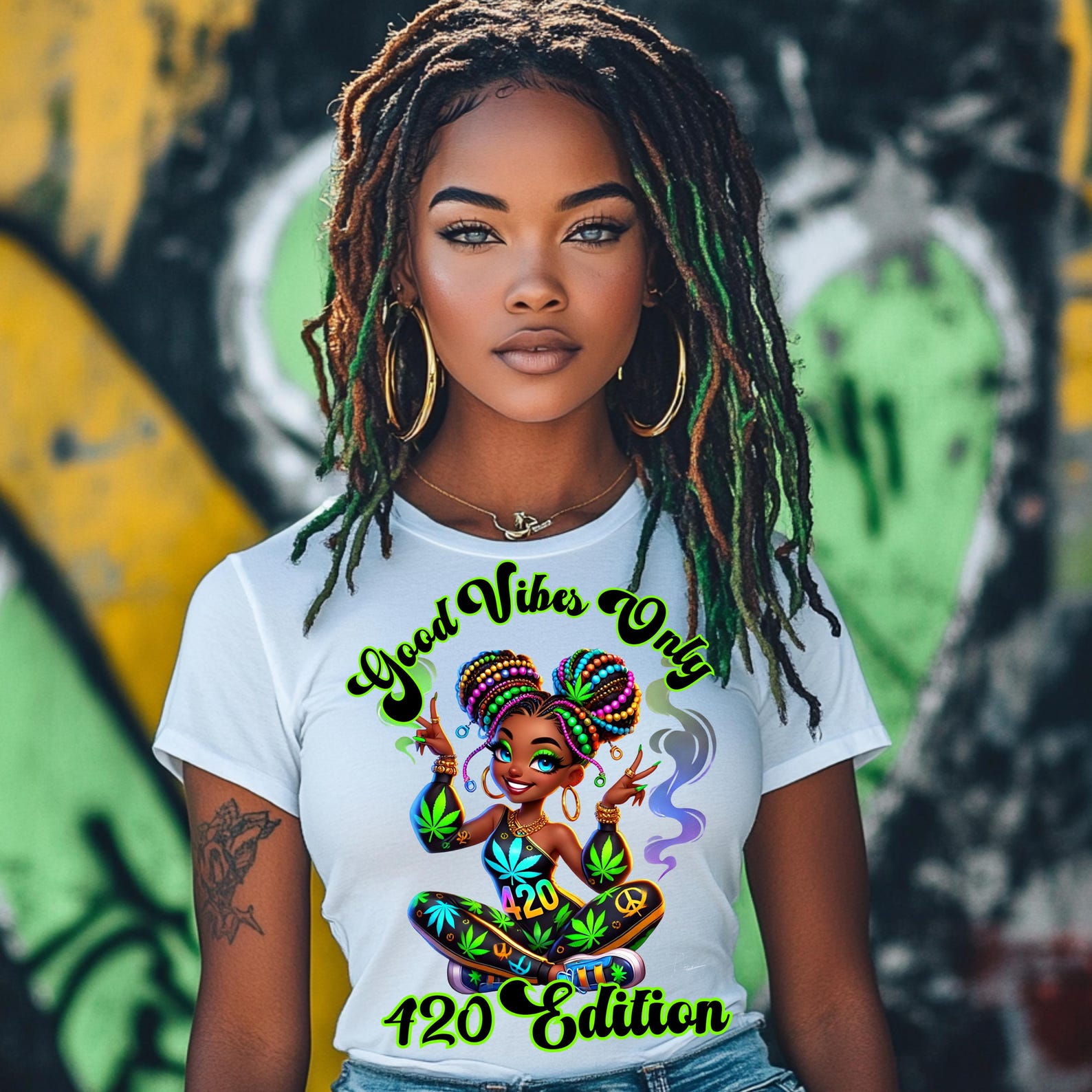 420 Good Vibes Only PNG, Stoner Girl Digital Download, Weed Afro Girl ...