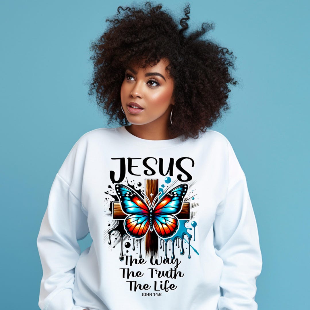 Jesus Butterfly Cross PNG | John 14:6 Christian Sublimation & DTF ...
