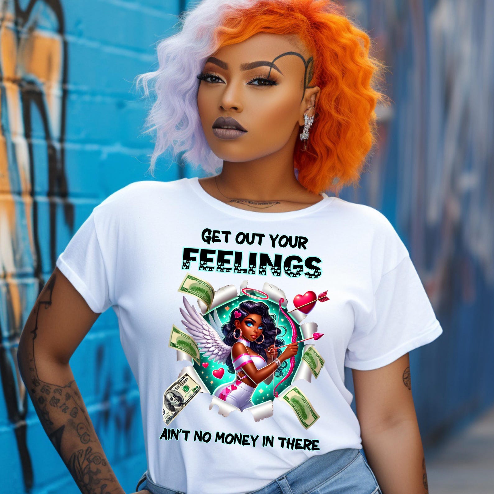 Get Out Your Feelings PNG | Funny Cupid Money Design for DTF ...