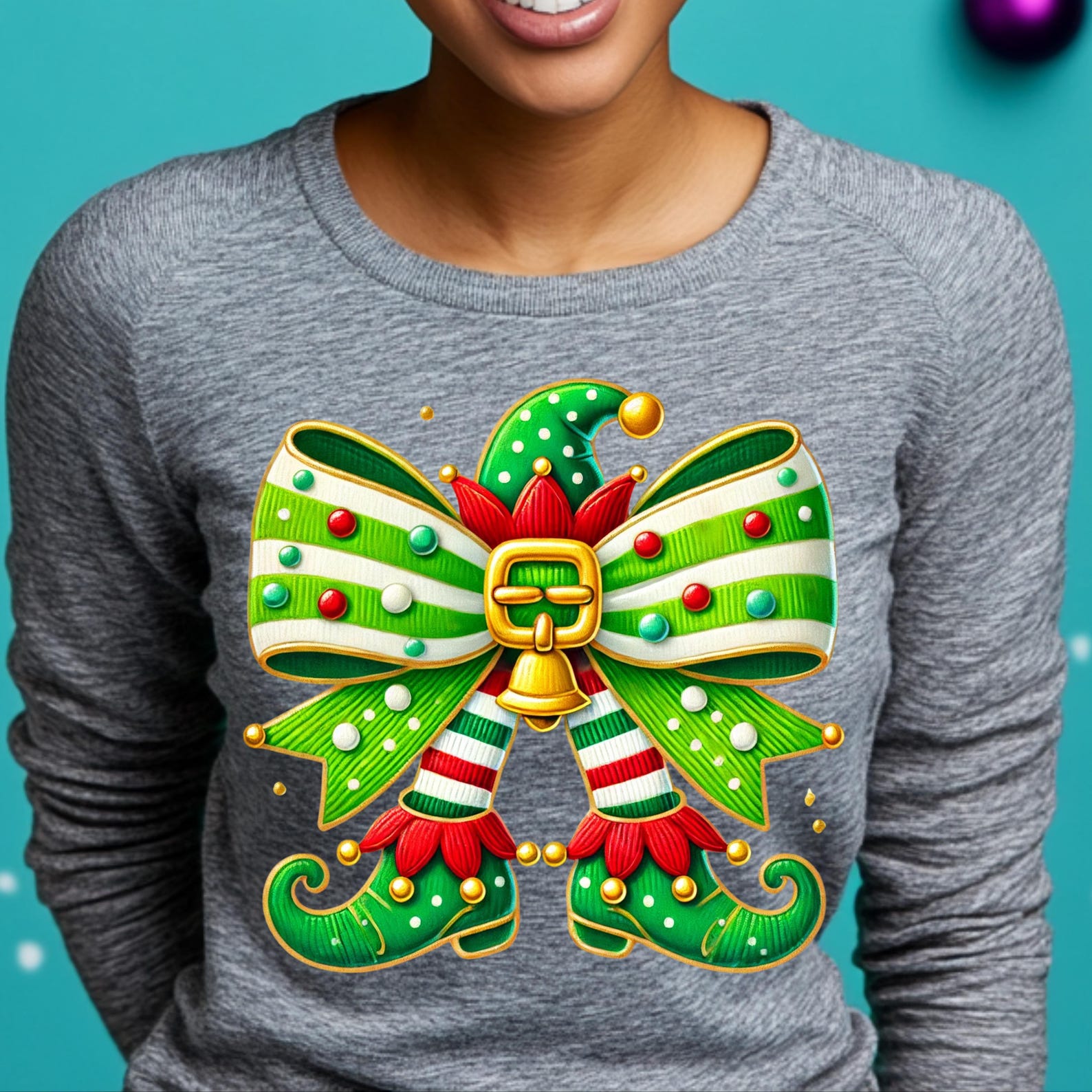Festive Elf Bow PNG for DTF & Sublimation – Christmas Digital Design ...