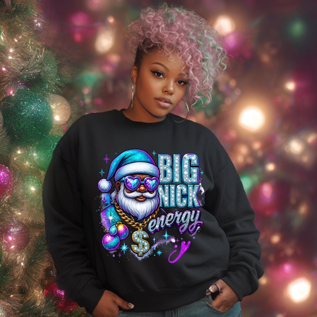 Big Nick Energy Santa PNG, Blue Purple Christmas Santa Design, Funny ...