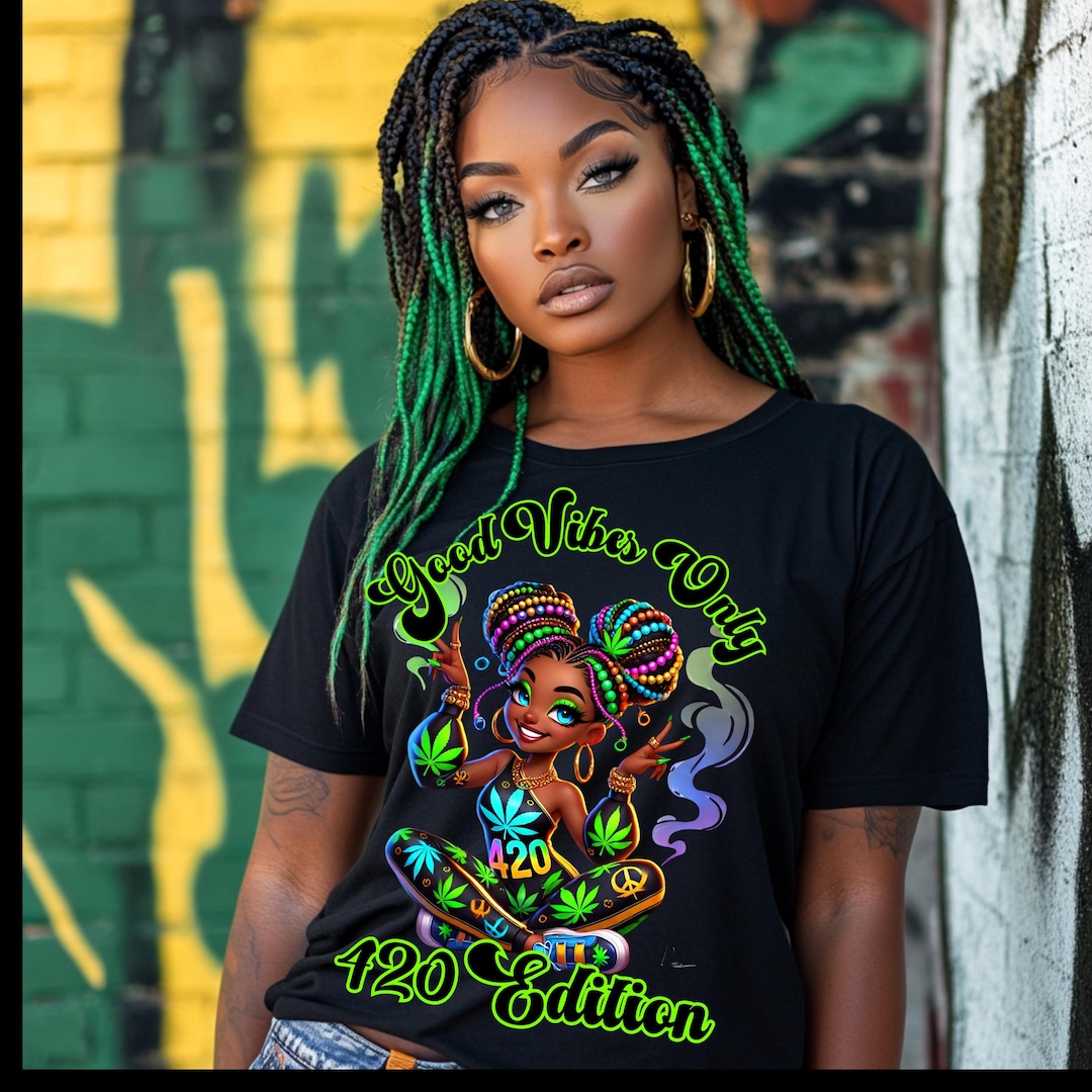 420 Good Vibes Only PNG, Stoner Girl Digital Download, Weed Afro Girl ...