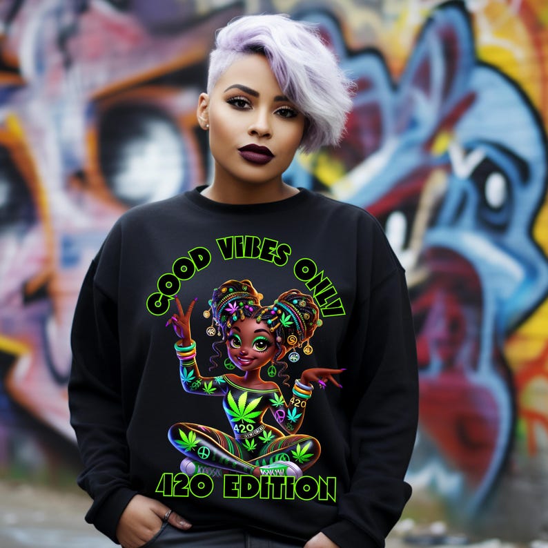 420 Good Vibes Only PNG, Stoner Girl Digital Download, Weed Afro Girl ...