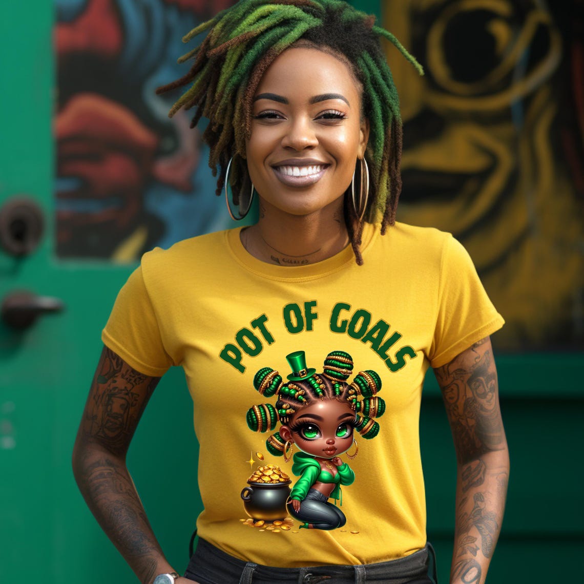 Lucky Afro Girl St. Patrick's Day PNG: Pot of Gold Design (digital ...