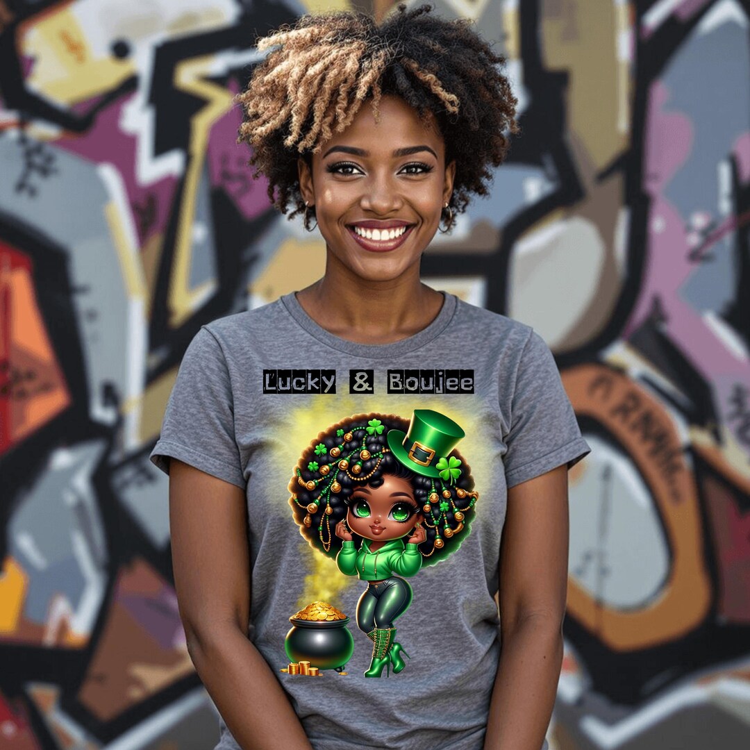 Lucky Boujee St. Patrick's Day PNG: Black Girl Leprechaun (digital ...