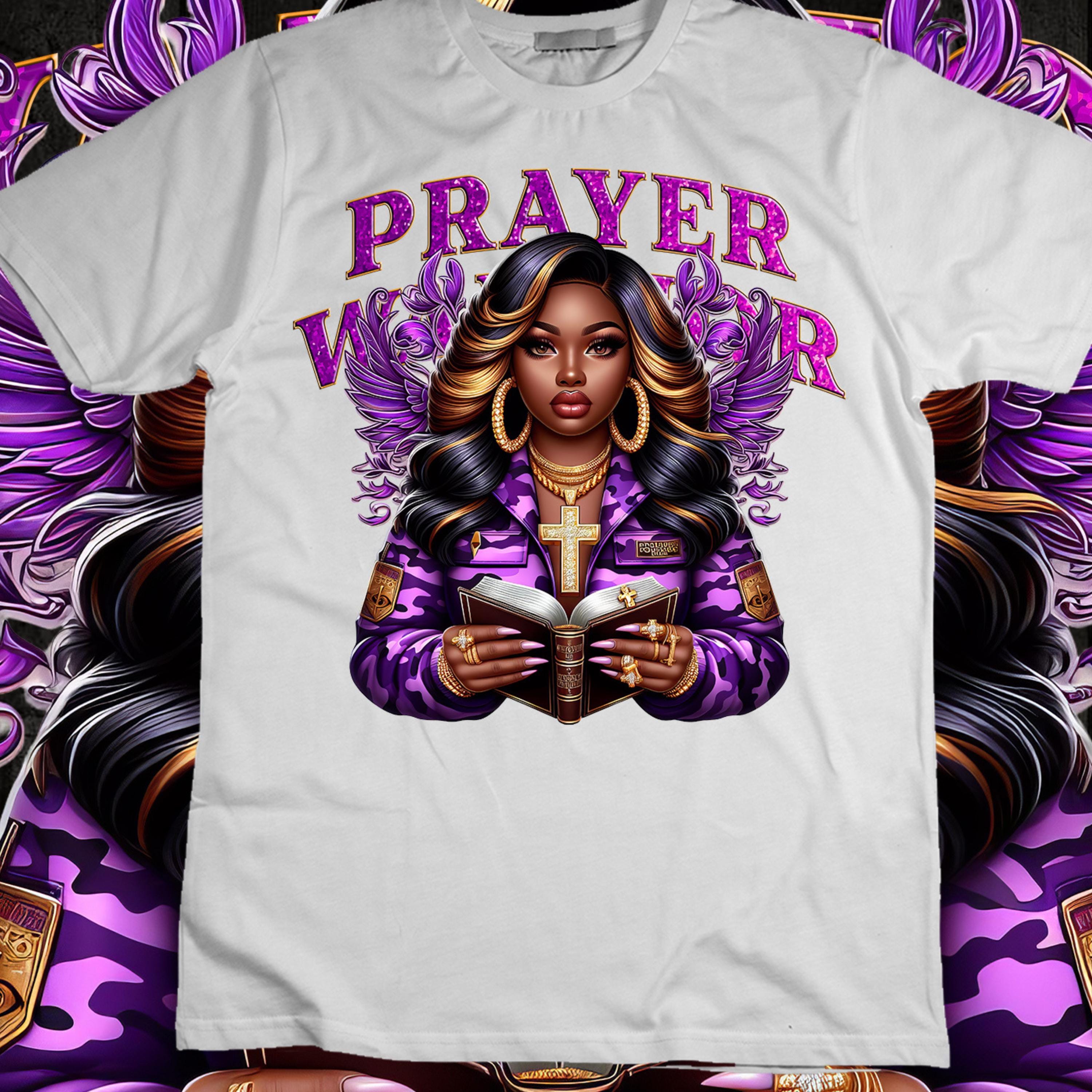 Prayer Warrior Digital PNG Design | Purple Faith Art for DTF ...