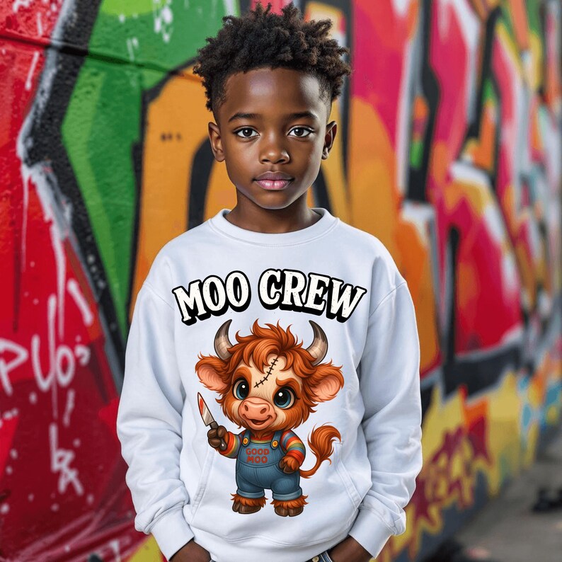 Moo Crew PNG, Cute Horror Cow Halloween Design, Funny Scary Cow PNG for ...