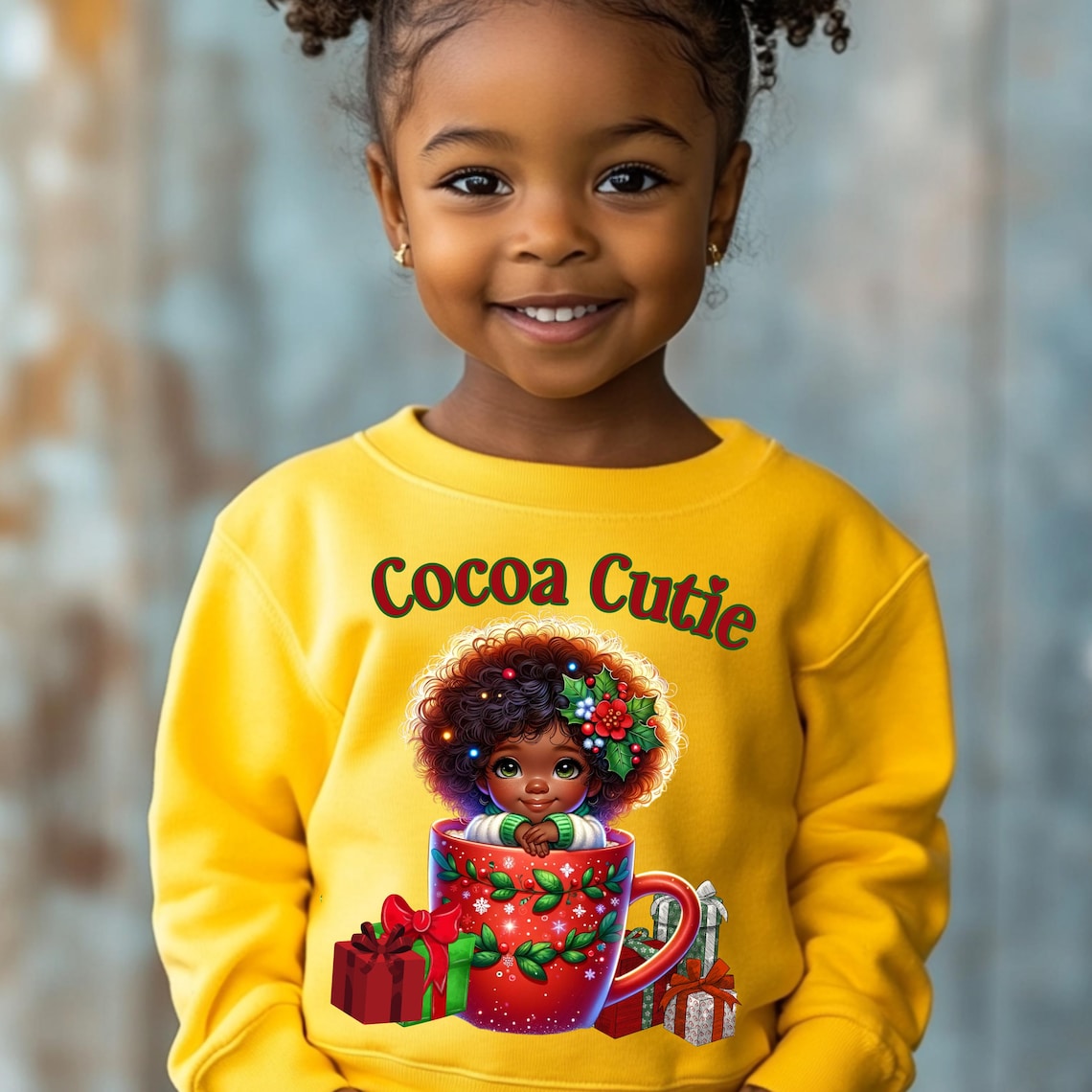 Cocoa Cutie Christmas PNG: Afro Girl Holiday Mug Design (sublimation & DTF Print File) - Etsy