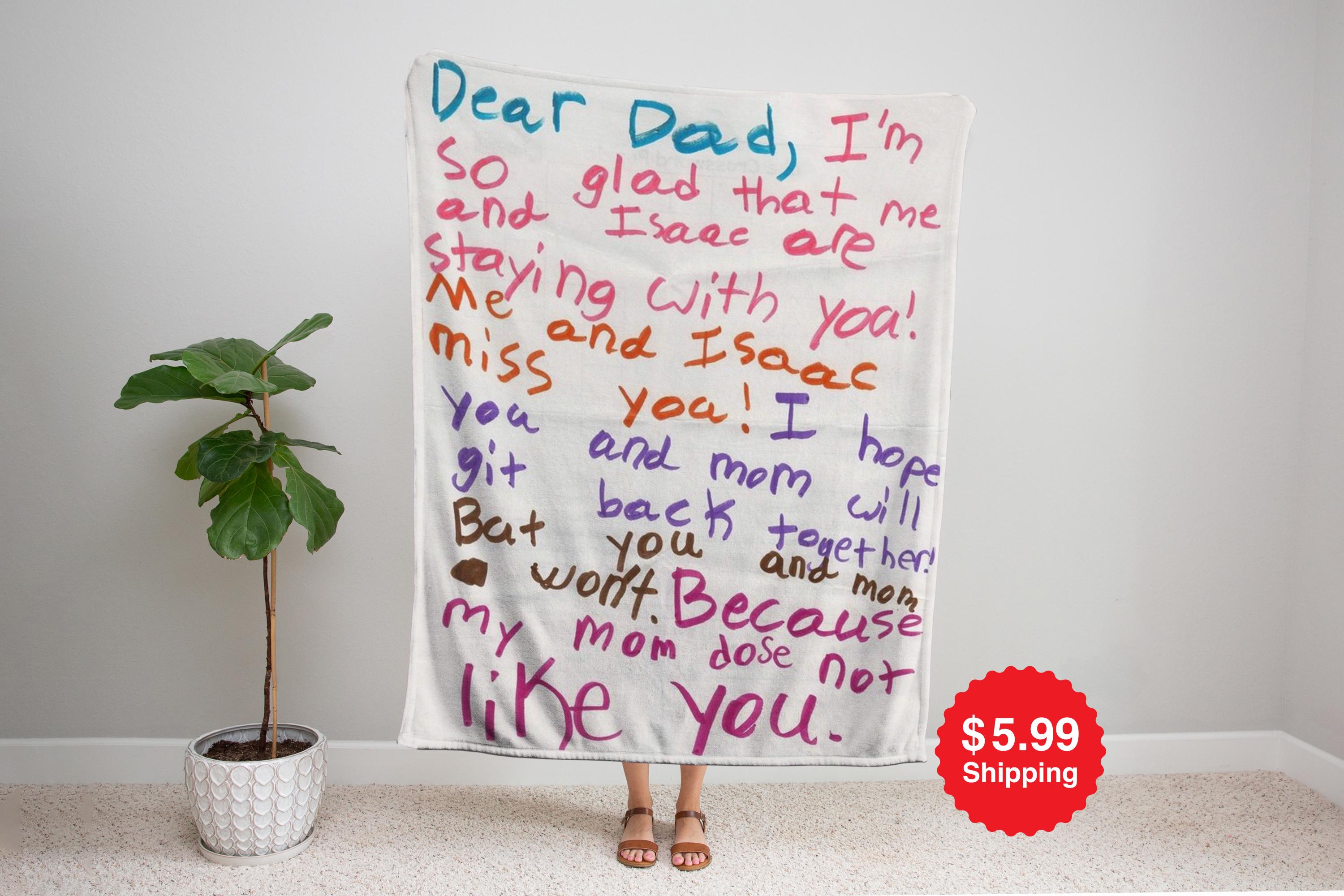 Personalized Handwritten Note Blanket Custom Kids Drawing Blanket ...