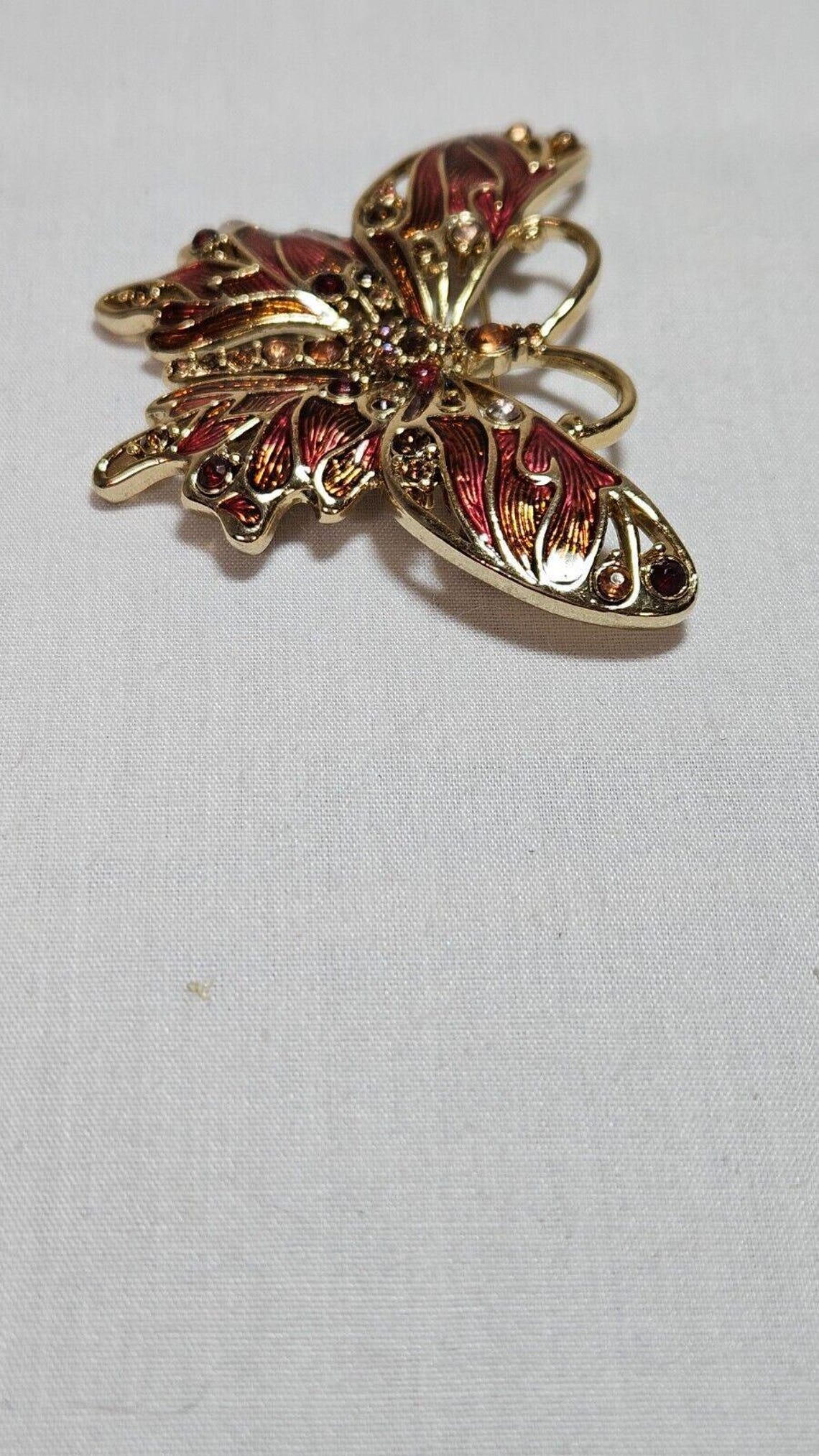 Vintage Monet Butterfly Brooch, Signed, Enameled, Rhinestone - Etsy