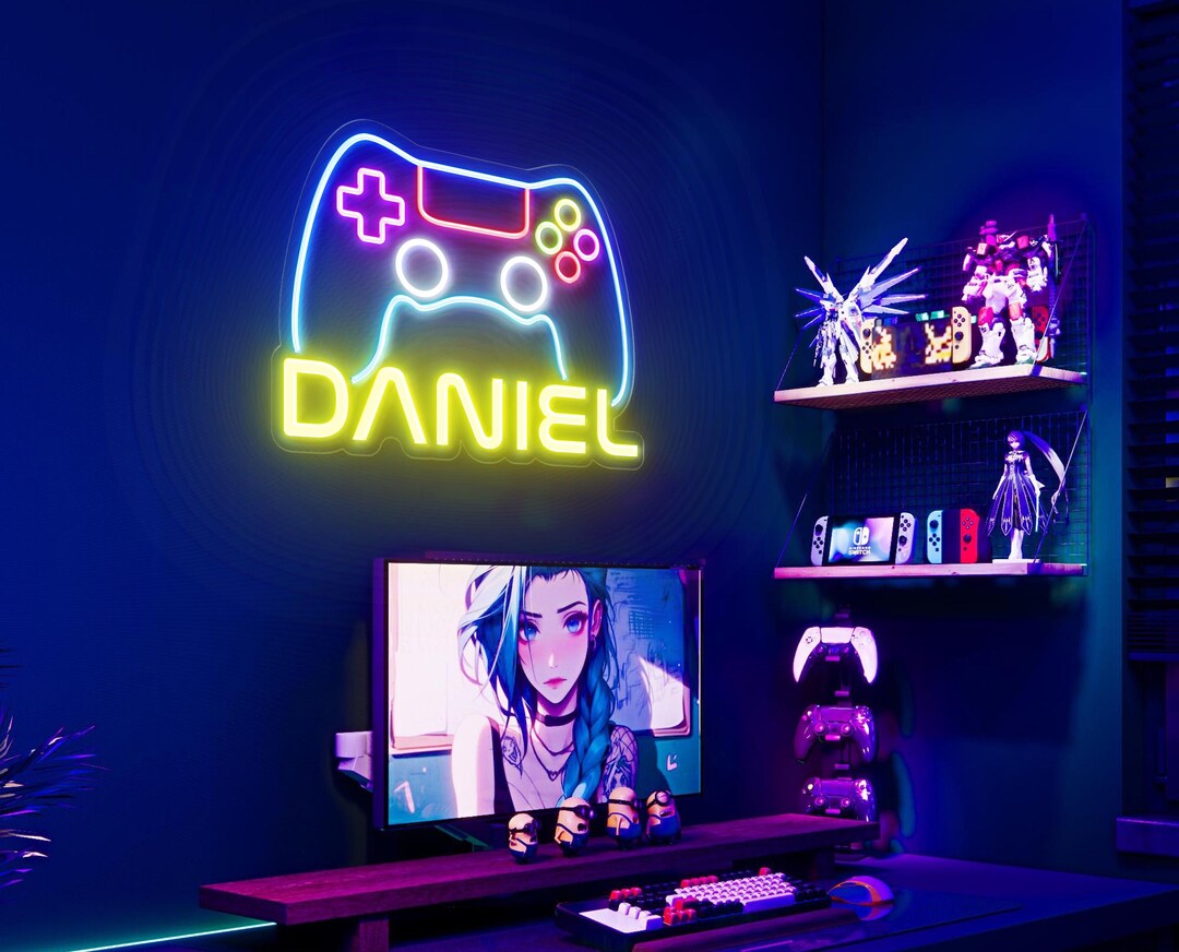 Personalized Gamer Neon Sign – Game Controller LED Light, Unique Gaming ...