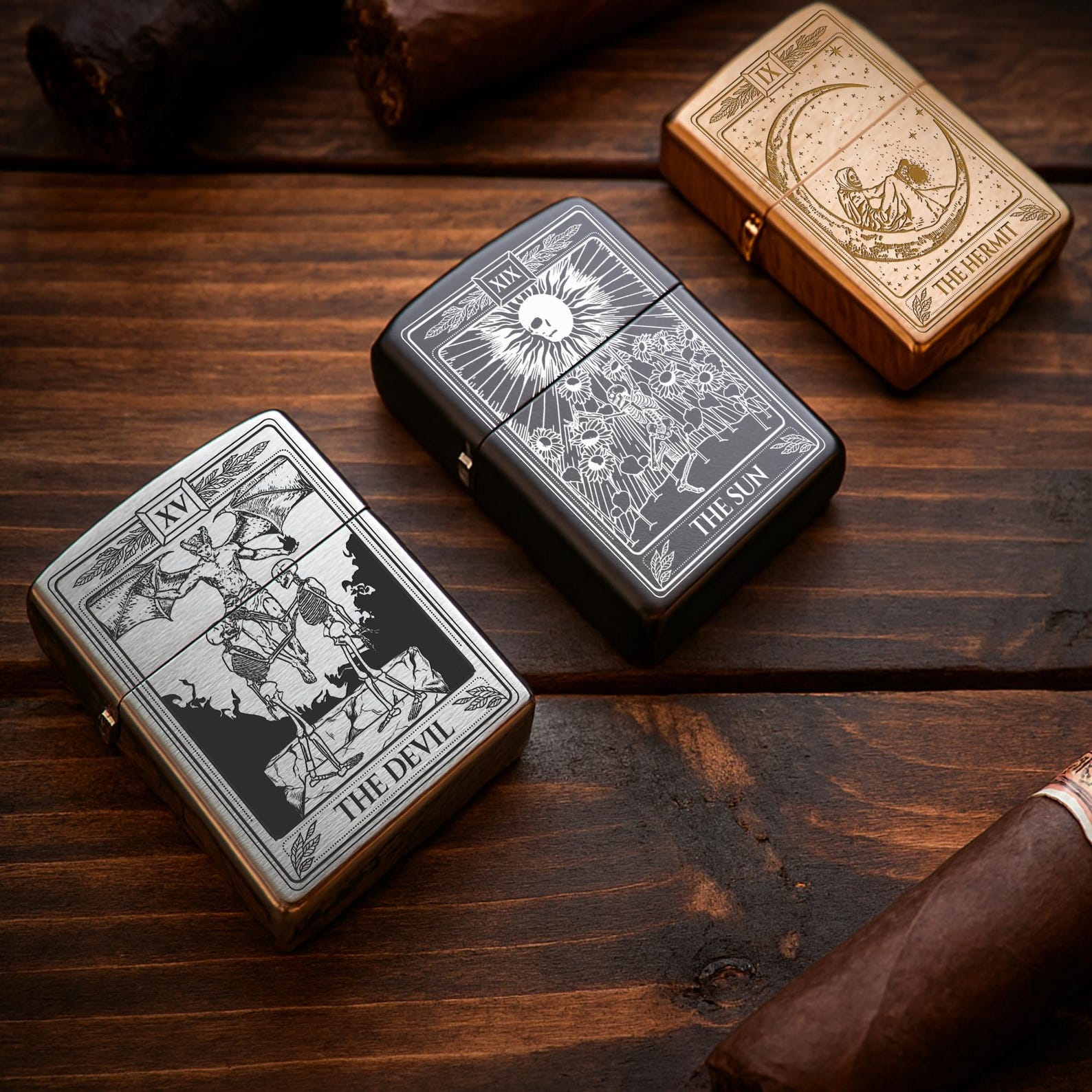 Encendedor Zippo personalizado con grabado láser: diseño de cartas del ...
