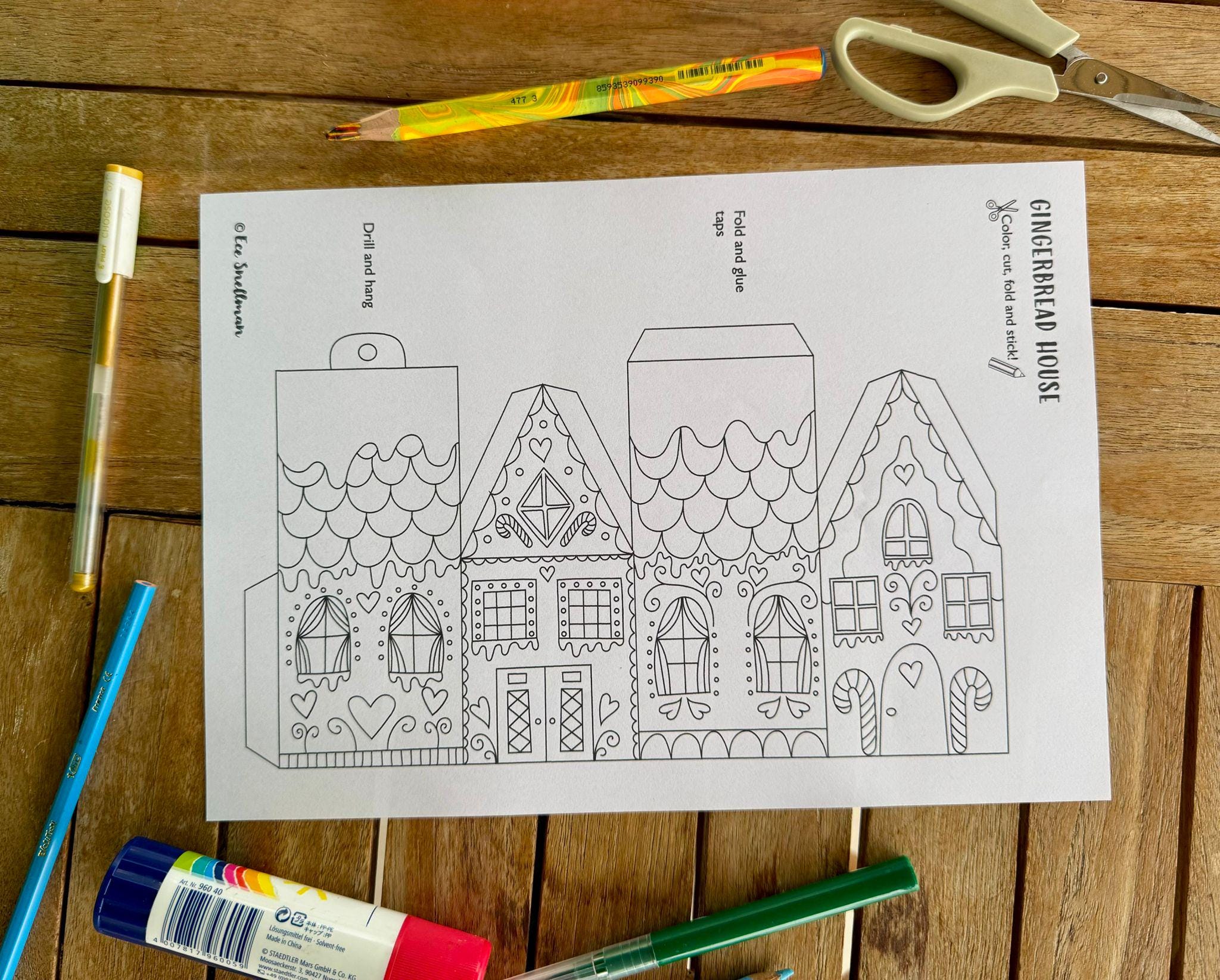 Gingerbread House Paper Craft for Kids – Christmas Ornament & Coloring ...