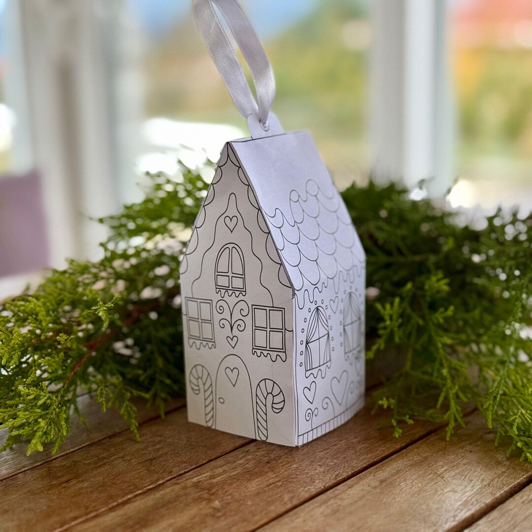 Gingerbread House Paper Craft for Kids – Christmas Ornament & Coloring ...
