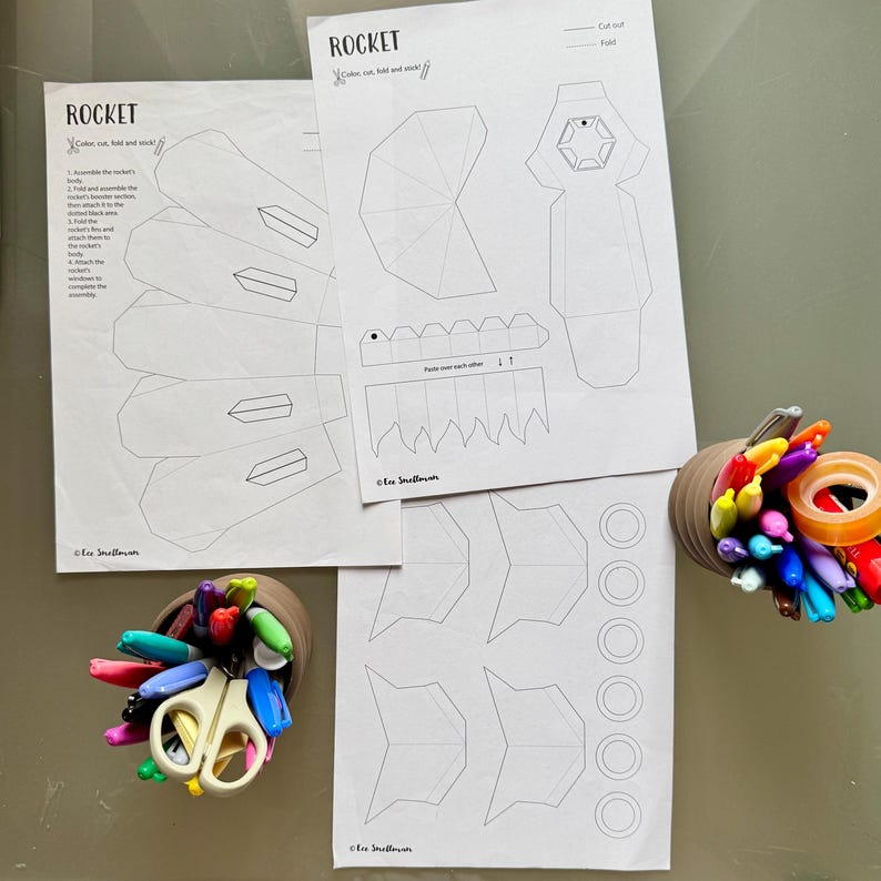 Rocket Paper Toy Kit: Fun Craft Activity for Kids! Includes Pre-colored ...