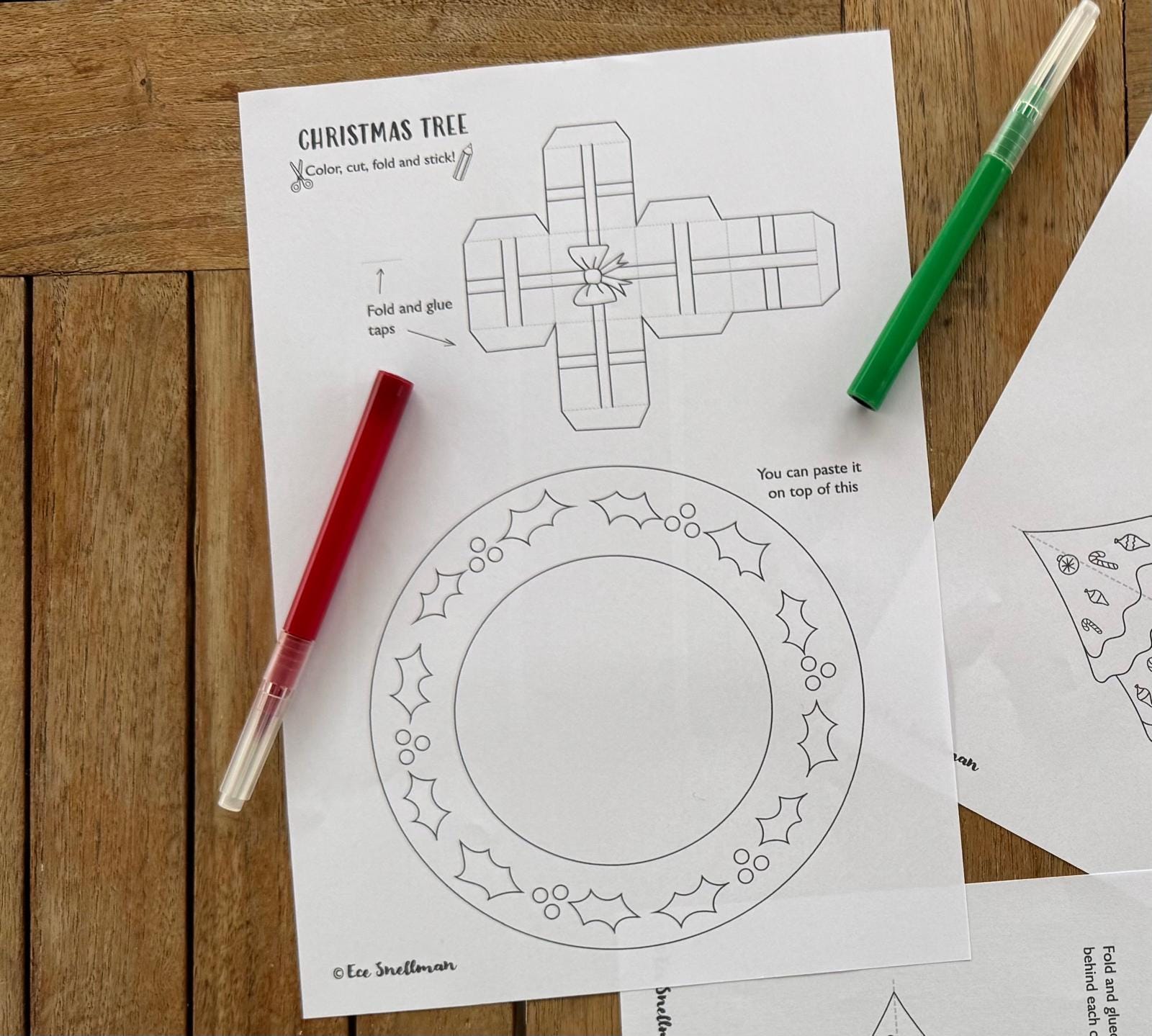 Paper CHRISTMAS TREE SCENE Printable Activity, Paper Craft Kit, Cut and ...