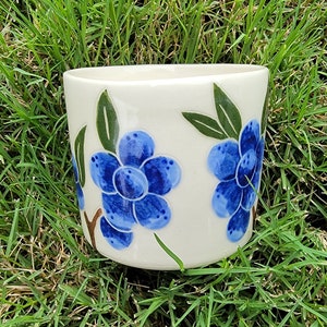 Blueberry Planter Succulent Blue Decor Pattern Ceramic Pottery Handmade ...