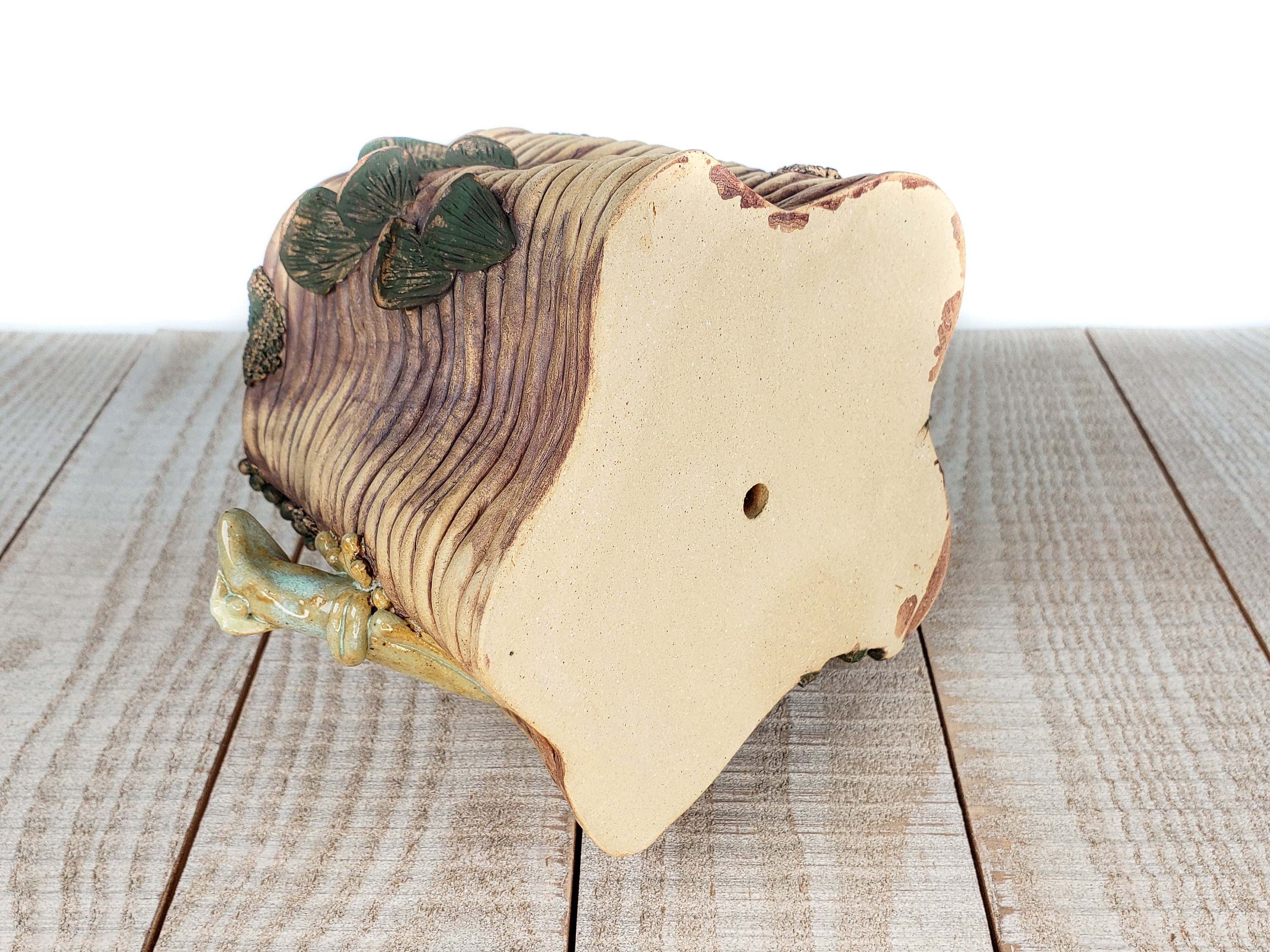 Green Frog Tree Trunk Ceramic Coil Planter Decor Cactus | Etsy