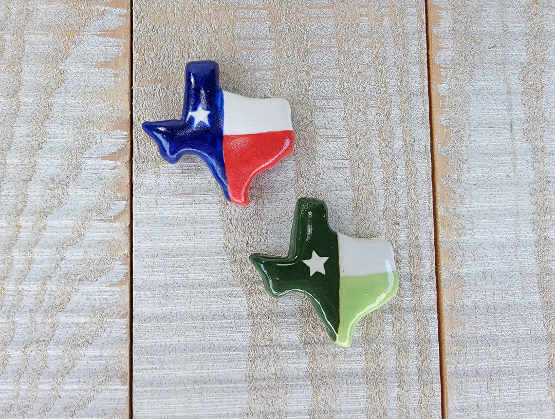 Qty 1 Texas Flag Magnet Design Ceramic Pottery North Texas State Fridge ...