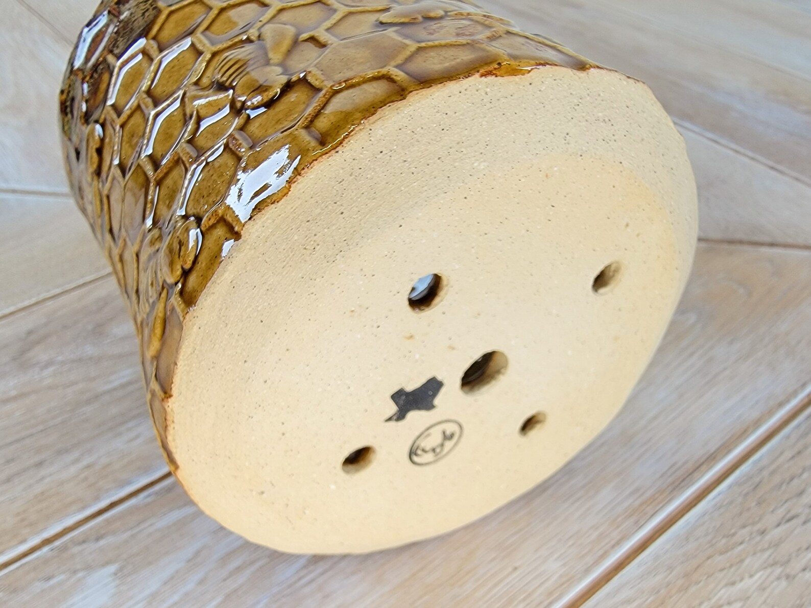 Ceramic Bee Honeycomb Planter Pottery Amber Crystal Honey Bee | Etsy