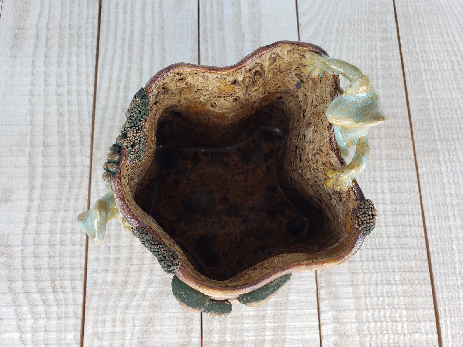 Green Frog Tree Trunk Ceramic Coil Planter Decor Cactus - Etsy
