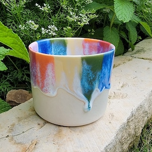 Rainbow Drip Planter Succulent Decor Pattern Ceramic Pottery Handmade ...