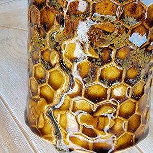 Ceramic Bee Honeycomb Planter Pottery Amber Crystal Honey Bee Country ...